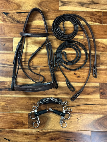 Devoucoux Fancy Stitched Bridle with Reins and Pelham Bit, Size Large ...