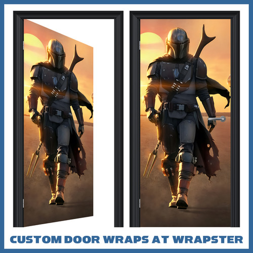 Mandalorian vinyl sticker door wrap | The Wrap Master