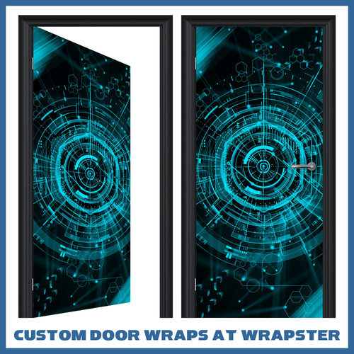 Blue digital v2 vinyl sticker door wrap | The Wrap Master