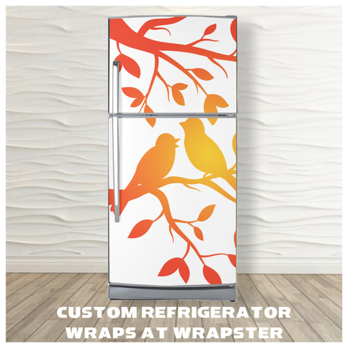 Bird on tree vinyl sticker refrigerator wrap | The Wrap Master