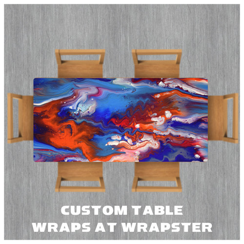 Abstract fluid vinyl table wrap | The Wrap Master