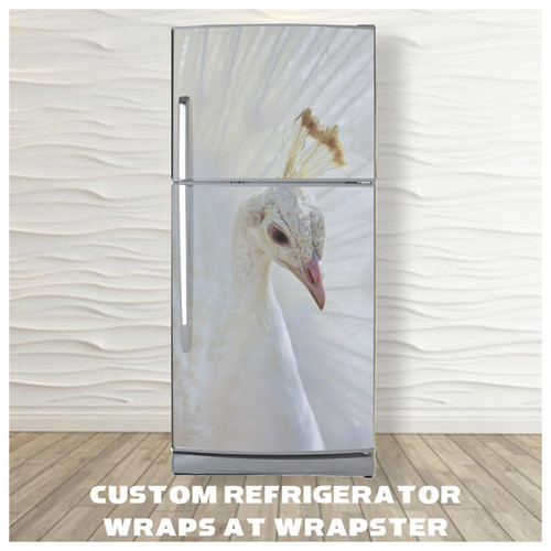 White bird sticker vinyl refrigerator wrap | The Wrap Master
