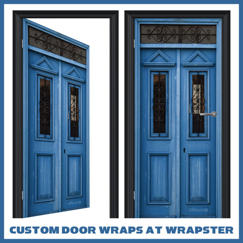 Blue fake door vinyl sticker wrap | The Wrap Master