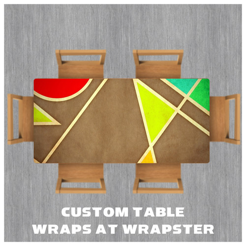 Earthy geometry vinyl table wrap | The Wrap Master