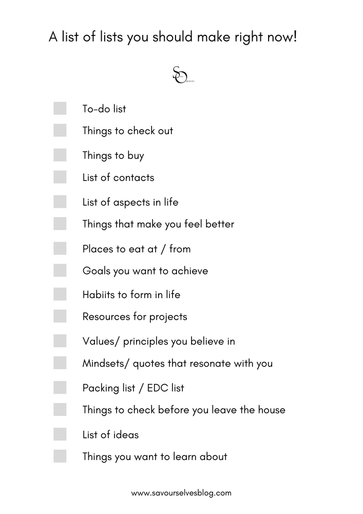 8 lists that you need to make right now!