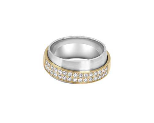 Diamond Clustered Double Gold Band - Women | J's Diamond
