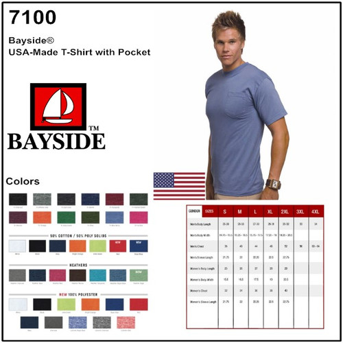 Personalize -Bayside 7100 - USA Made Pocket Tee | 4aprints
