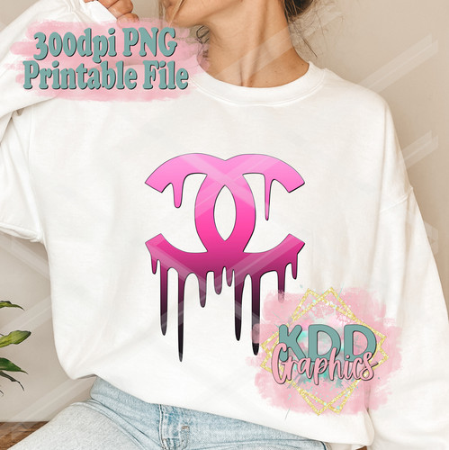 Coco Chanel Drip Logo - Light Pink Fades to Black - 300dpi PNG | Kdd ...