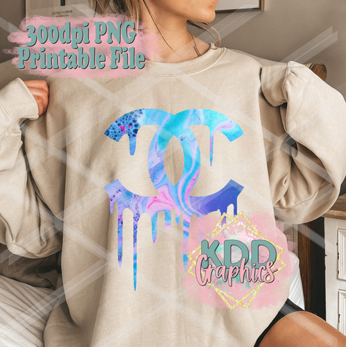 CC Drip - Coco Chanel - Blue - 300dpi PNG | Kdd Graphics By Tab