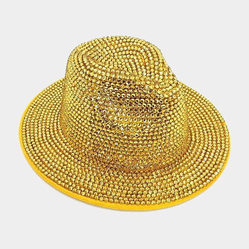 "Billie Jean" Rhinestone Gold Fedora Hat | Neckology 101