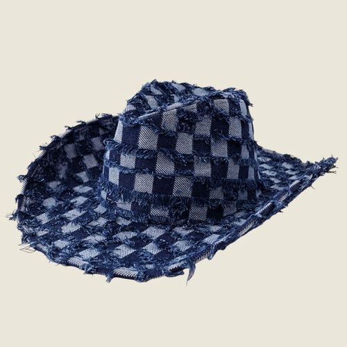 "Checkmate" Checkered Denim Cowboy Hat | Neckology 101