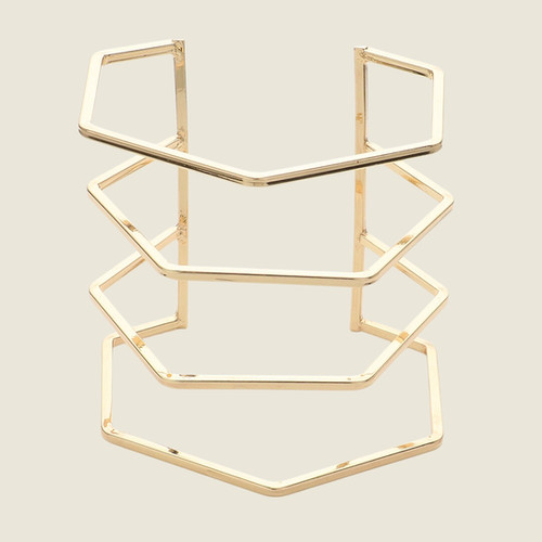"Edge" Gold Geometric Shaped Cuff Bracelet | Neckology 101