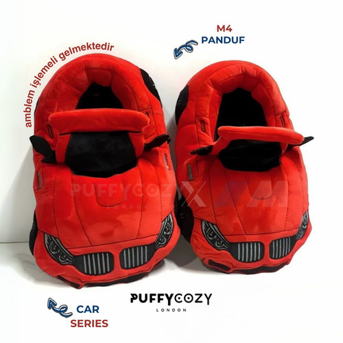 CAR M4 PANDUF RED PUFFY COZY ™️ SNEAKERS PELUSH SLIPPERS | Puffy Cozy