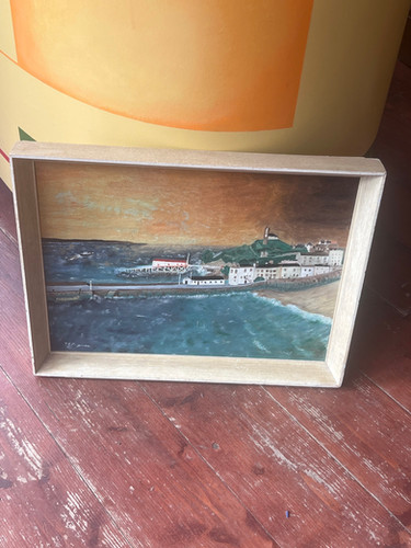 Seaside watercolour picture in light wooden frame | Battlefield Restoration