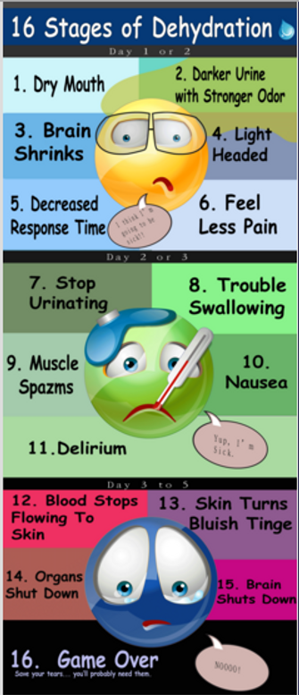 16 Stages of Dehydration