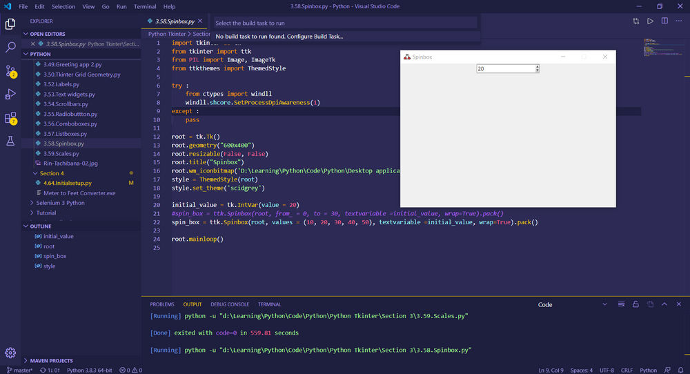 19. Spinboxes in Tkinter | T&O Control Panel