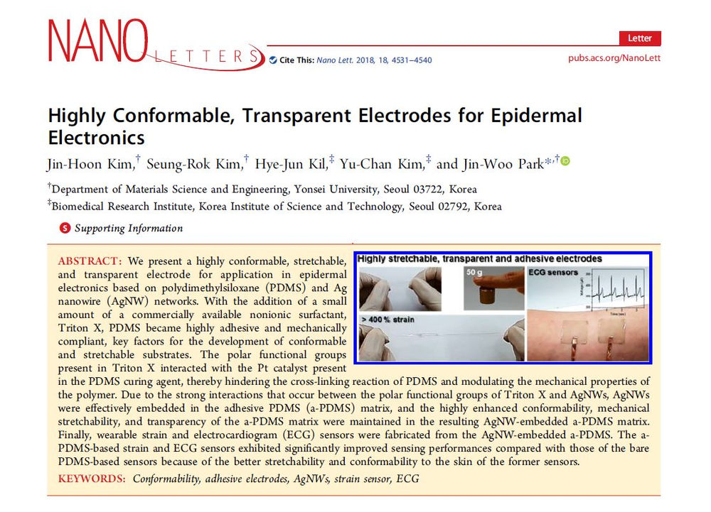 Nano Letters에 출판: "Highly Conformable, Transparent Electrodes for ...