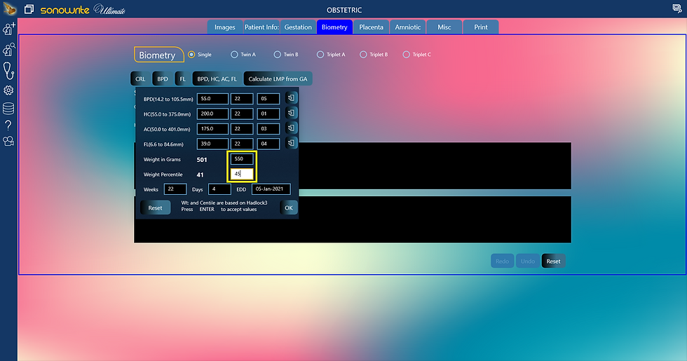 Percentile Calculation Based On Hadlock 3