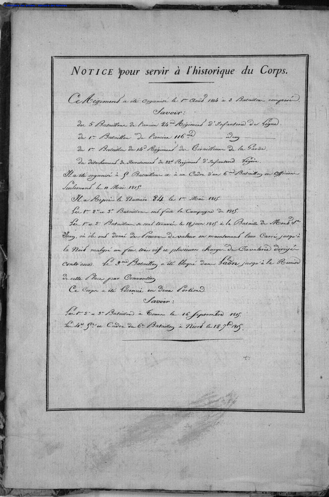 Historique du 84e Ligne in 1815 | napoleonicwars