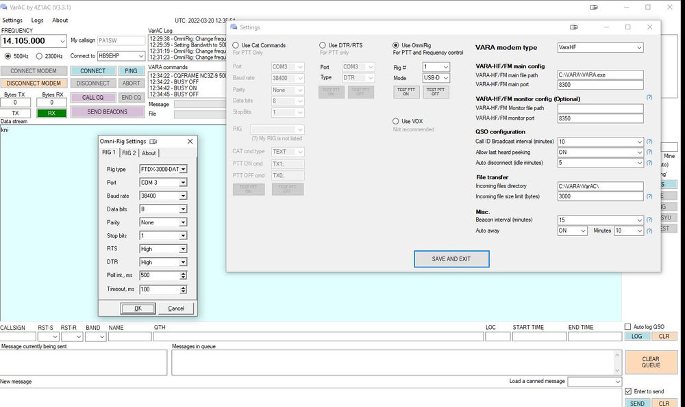 What are the correct settings to use VarAC with a Yaesu FTdx3000 | VarAC