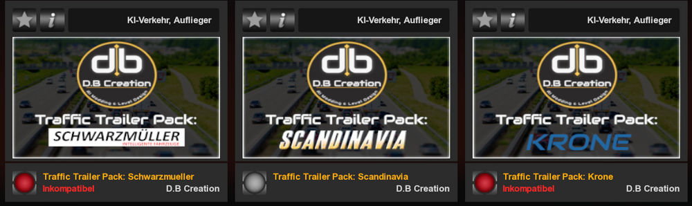 Traffic Trailer pack inkompatible | D.B Creation