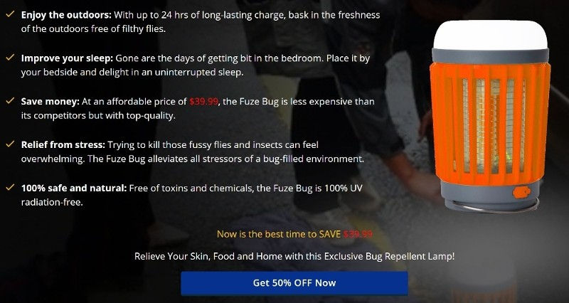 Fuze Bug Mosquito Zapper: FuzeBug Mosquito Killer Lamp Features ...