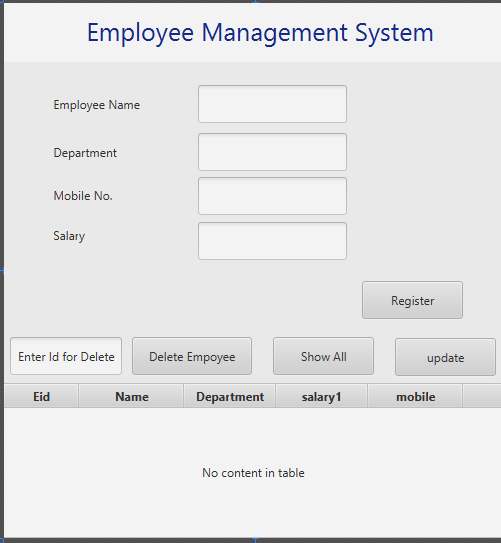 Employee Management System Using Javafx