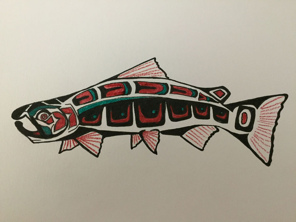 Art Prompt - Salmon in Inktense and ink | Art with Tricia