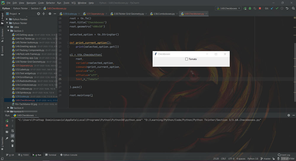 15. Check Buttons in Tkinter | T&O Control Panel