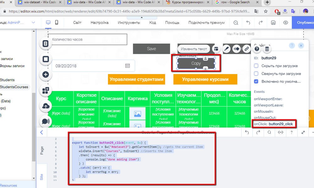 Duplicate Item in dataset | Velo by Wix