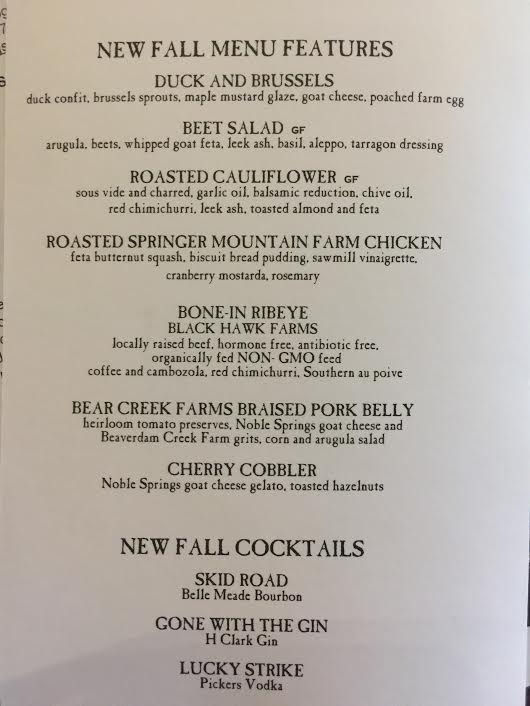 The Honeysuckle Local & Social Fall Menu Preview 2016