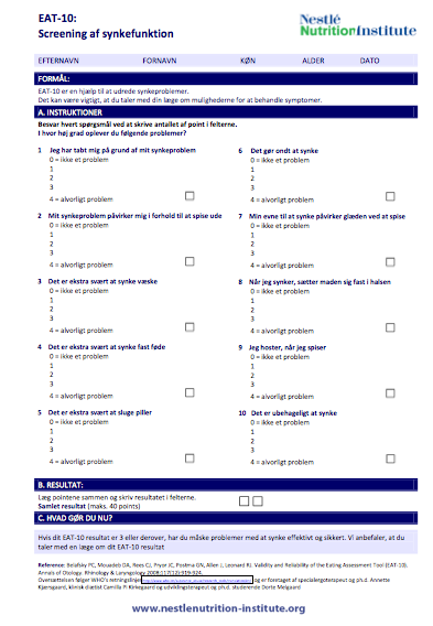 EAT10 - et spørgeskema med 10 spørgsmål