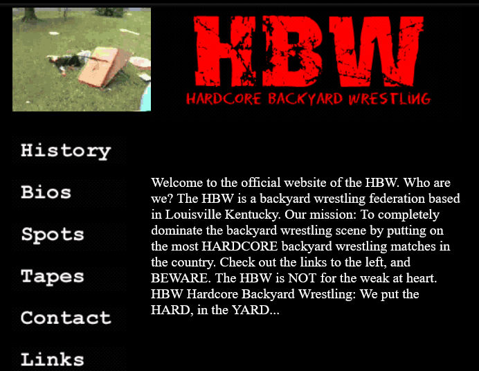 Archived Site: Hardcore Backyard Wrestling HBW HB-Dub | The Backyard Link