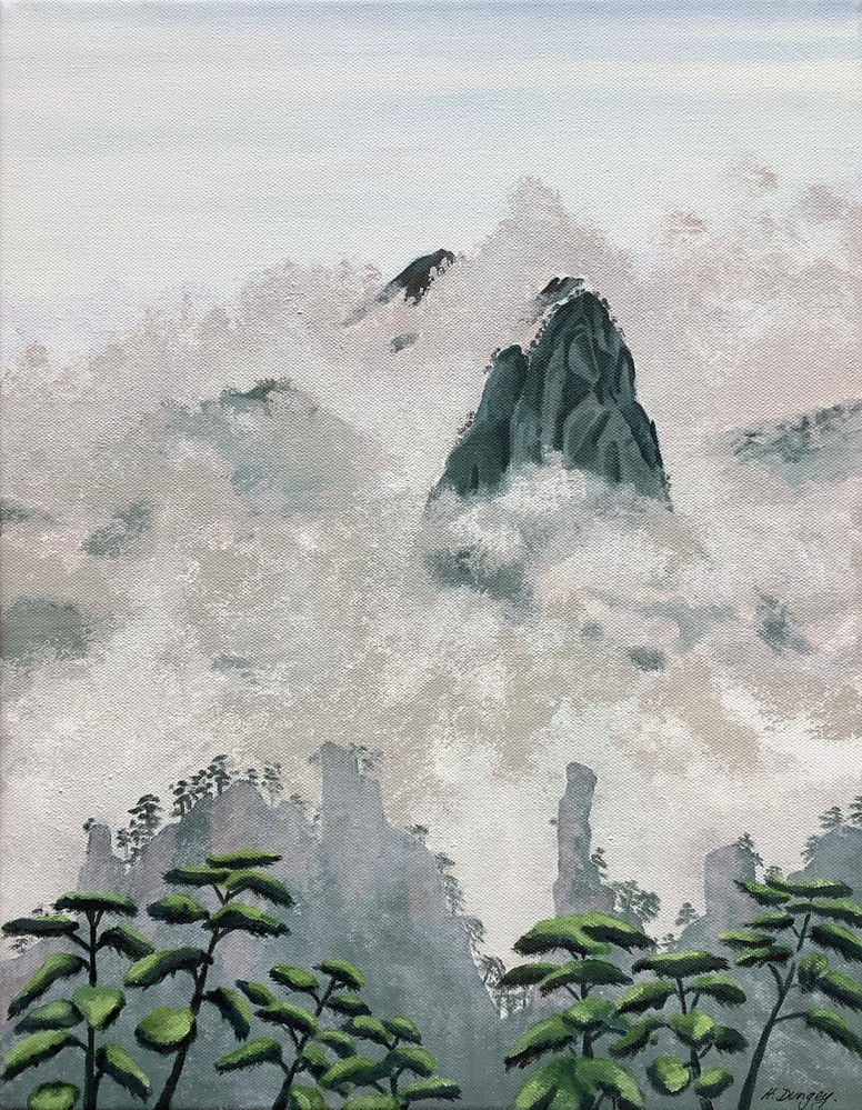 Mountains in the mist - Acrylics | Art with Tricia