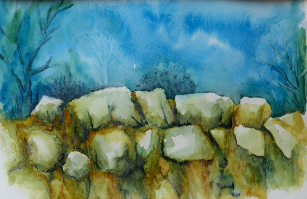 Stone wall (after Ann Blockley) - watercolour and w/c pencils | Art ...