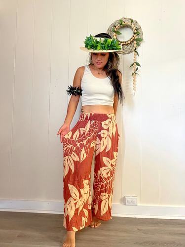 Palazzo Pants - Maile Lei Orange/Peach | Aloha All Day Hawaii