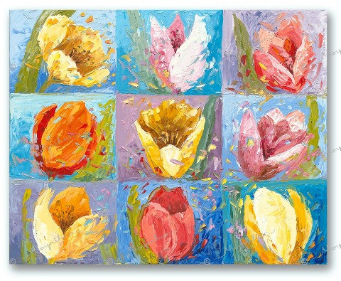 Tulip Grid - 24 x 24" | Kate Moynihan-Artist