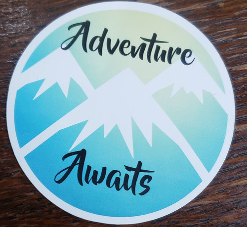 "Adventure Awaits" Mountains Sticker | Sticker Ranch