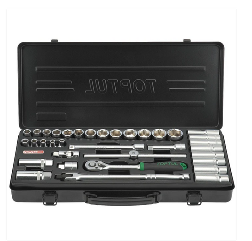 TOPTUL Socket Set 3/8"Dr Std & Deep Metric 35pc 6-24mm | ASL Industries