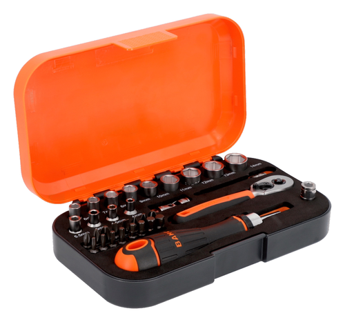 1/4" Square Drive Socket and Bit Set with Metric Hex Profile and ...