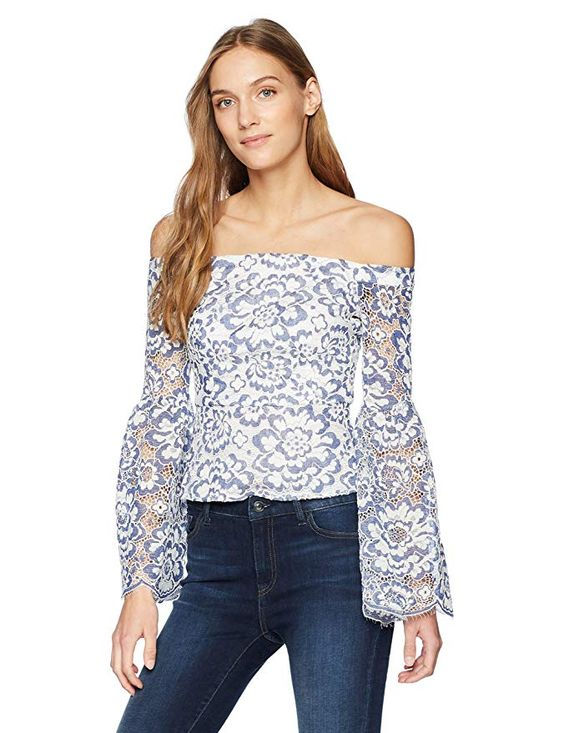 Blue + White: Off Shoulder Tops