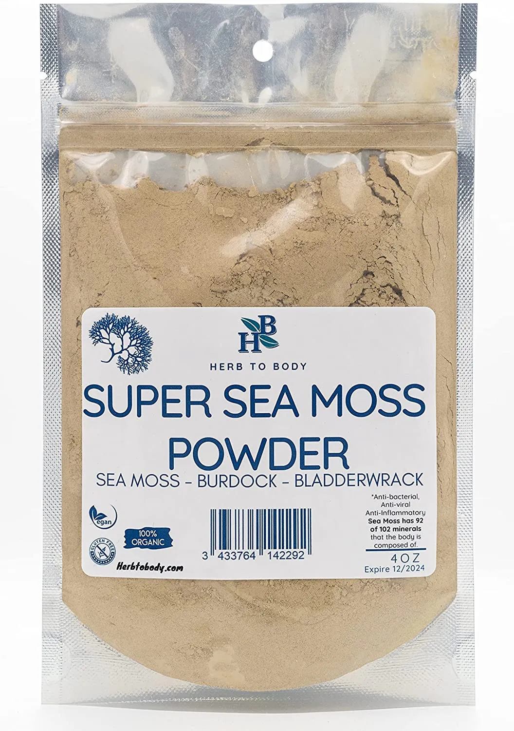 Super Sea Moss Powder (Sea Moss, Bladderwrack, & Burdock Root), 4 oz ...