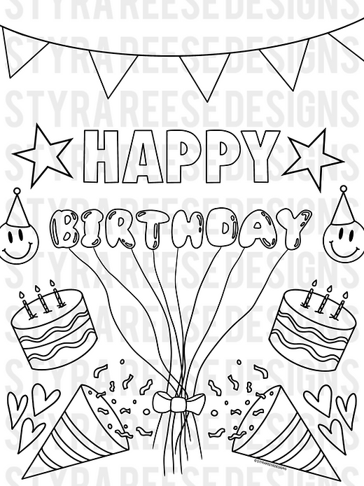 cute happy birthday coloring pages