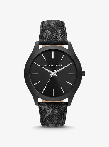 MICHAEL KORS Oversized Slim Runway Logo and Black-Tone Watch | Madison ...