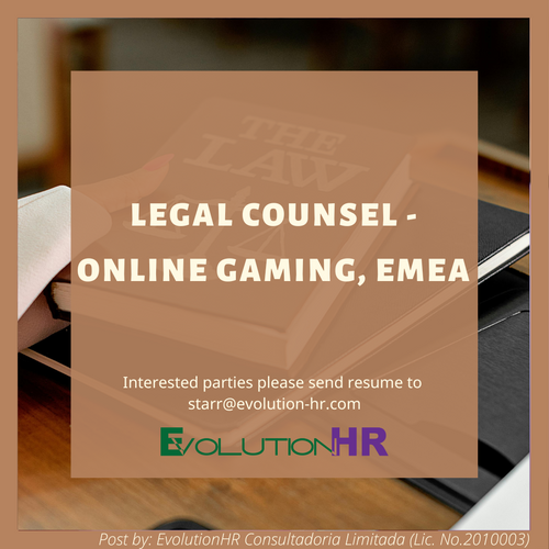 Legal Counsel - Online Gaming, EMEA | evolutionhr