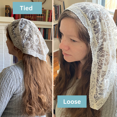 White Lace Triangle Veils (Loose or Tied) | Lutheran Veils