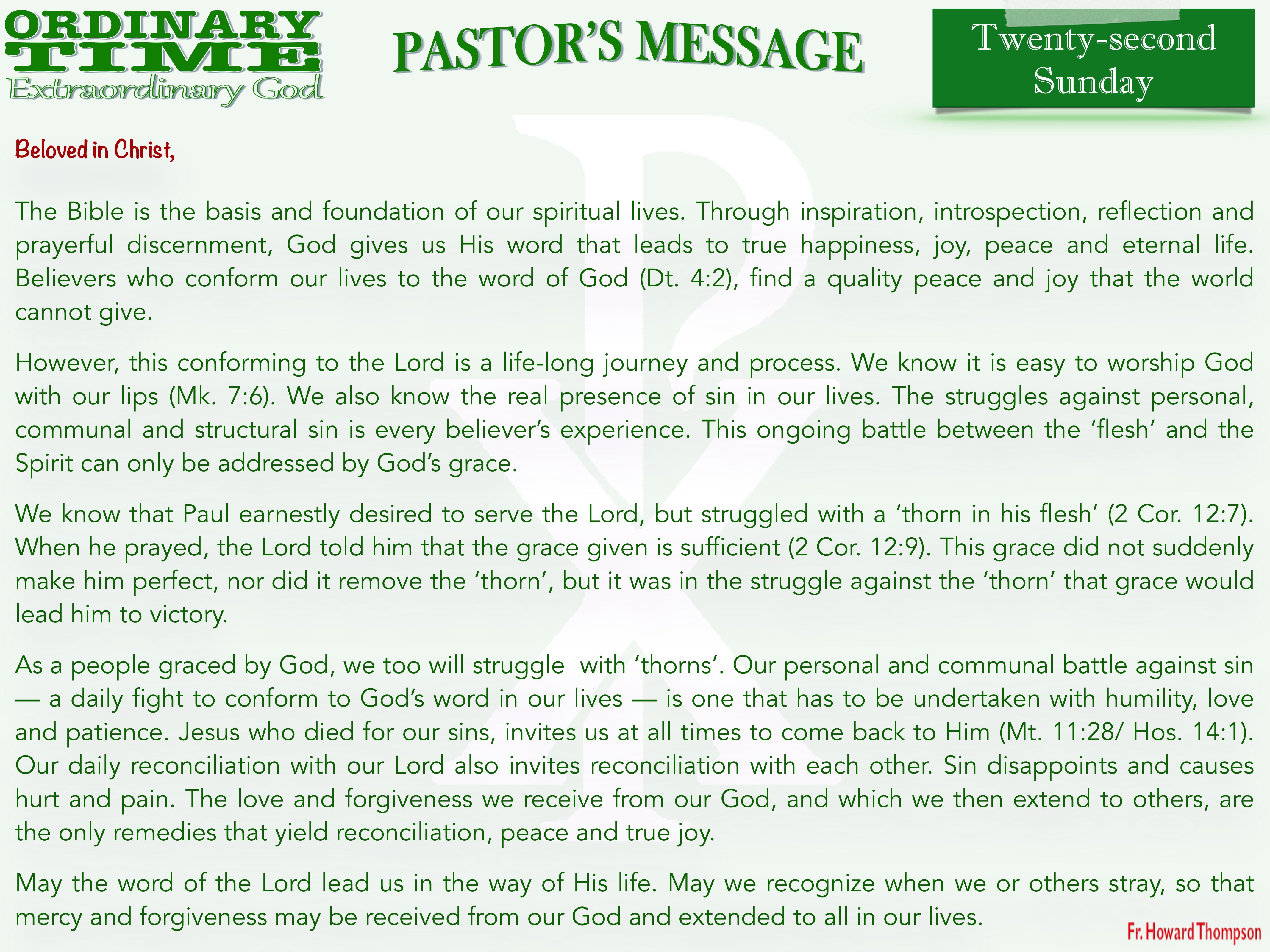 Pastor's Messages | Stella Maris Church