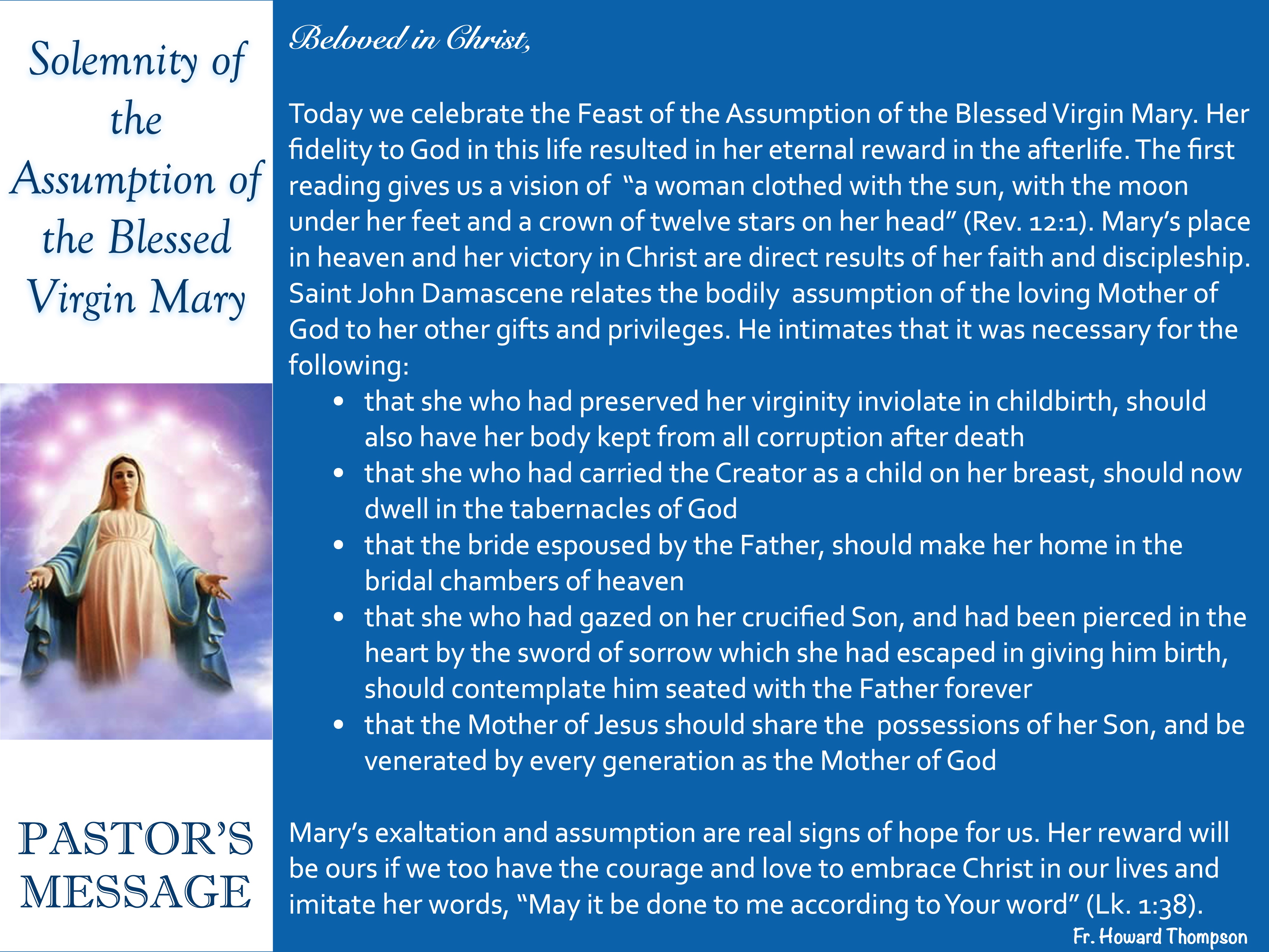 Pastor's Messages | Stella Maris Church