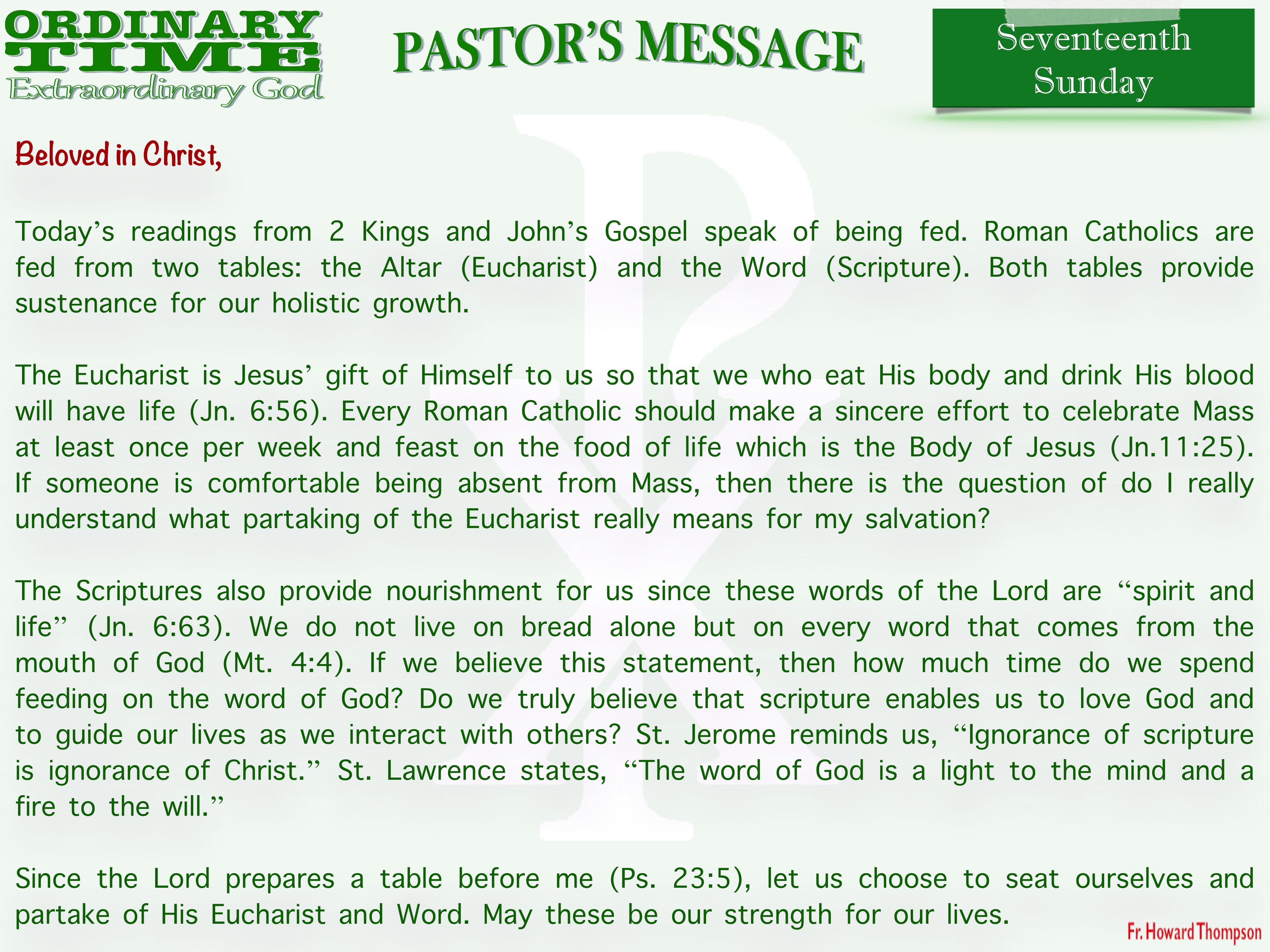 Pastor's Messages | Stella Maris Church