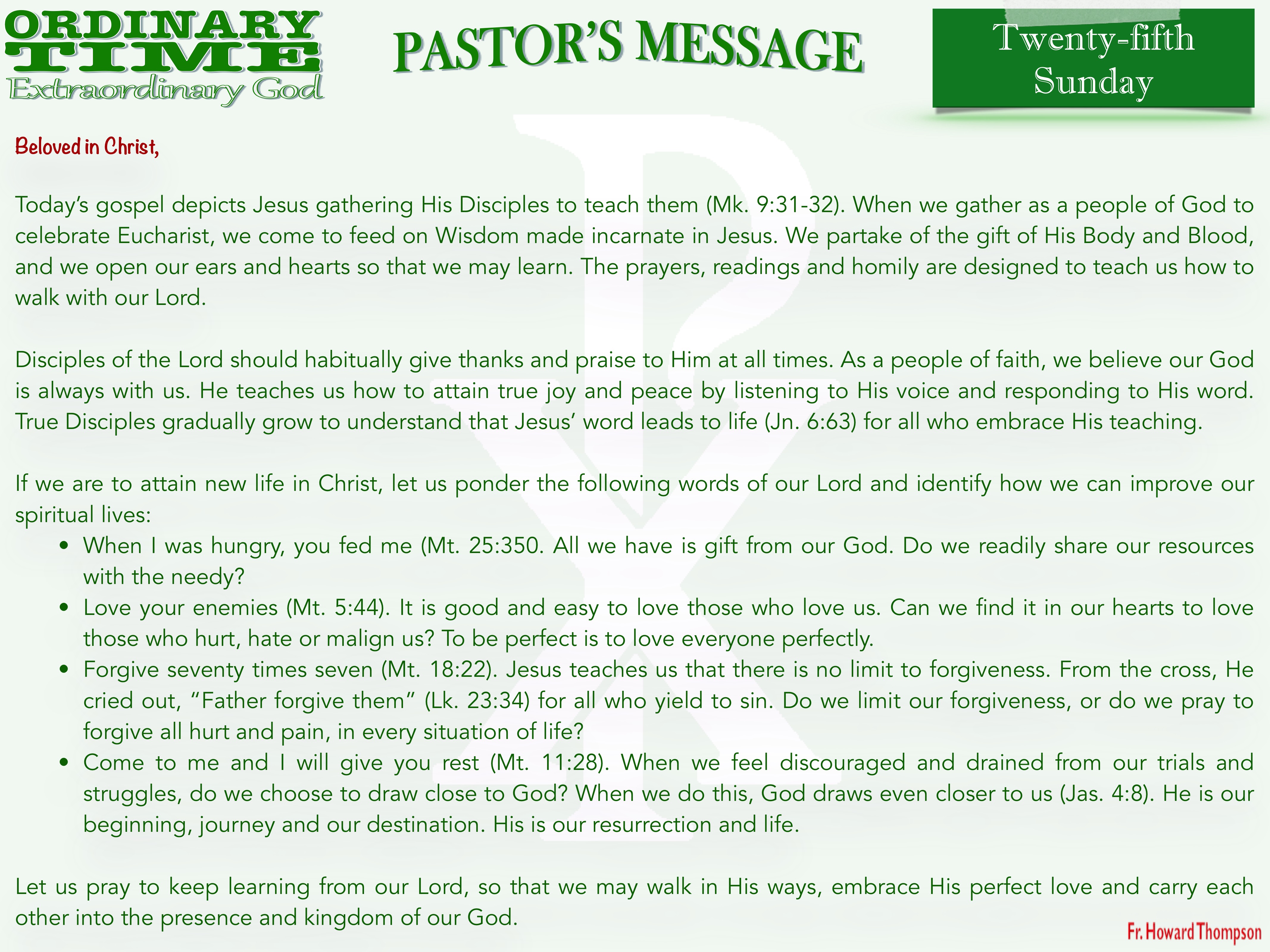 Pastor's Messages | Stella Maris Church